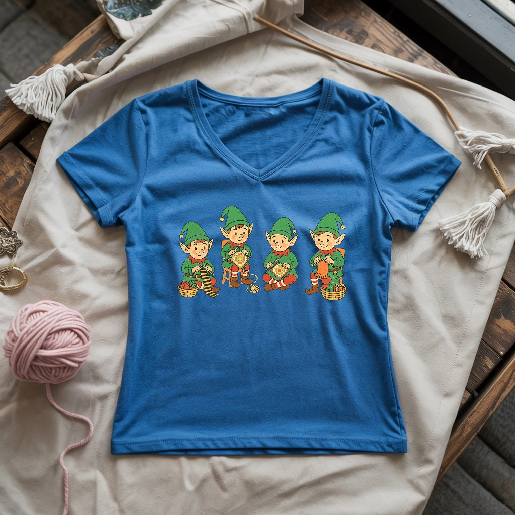 Santa’s Stitch Squad Lady V-neck – YarnMerch